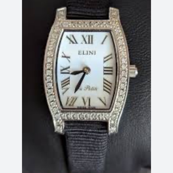 elini | Accessories | Elini Diamond Watch Silver And Black Watch | Poshmark